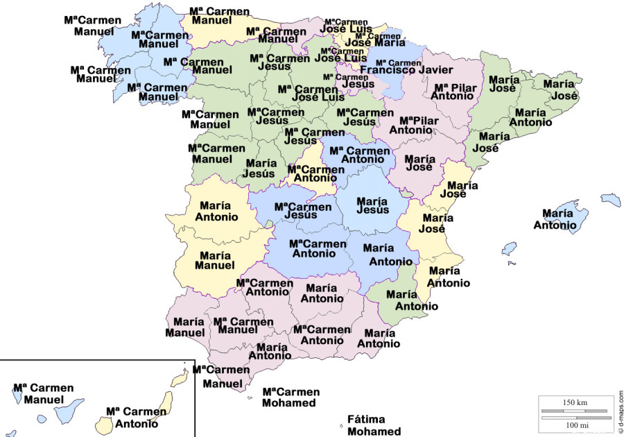 Los nombres y apellidos más frecuentes en España (MAPAS) | El ...